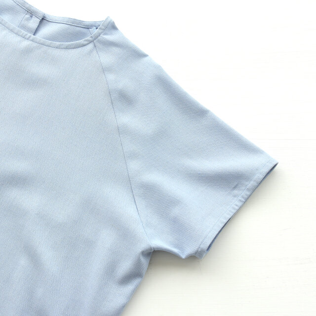 大人の装いに。すっきり見えリネン混サックワンピース（ライトブルー）OP19 | iichi 日々の暮らしを心地よくするハンドメイドやアンティークのマーケットプレイス