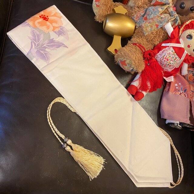 名古屋帯 リメイク サッシュベルト 飾り帯 和洋折衷 L〜LL対応 静けさに、花ひらく。 ROB-106 | iichi 日々の暮らしを心地よくするハンドメイドやアンティークのマーケットプレイス
