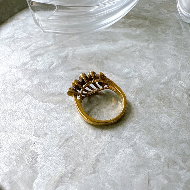 R396-ヴィンテージリング U.S.A. 18KT HGE Gold Tone Multicolor Rhinestones | iichi 日々の暮らしを心地よくするハンドメイドや ...