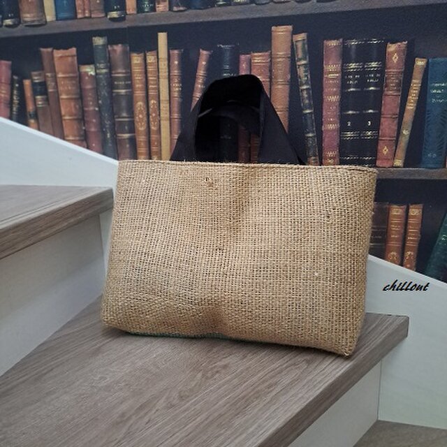 Coffee Hemp Bag：コーヒー麻袋バッグ：グリーン【0871】 | iichi 日々の暮らしを心地よくするハンドメイドやアンティークのマーケットプレイス