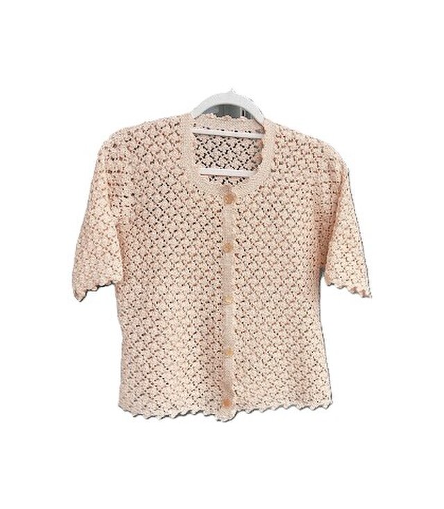 ＜夏糸＞ぜんぶ花柄 ピンクのカーディガン | iichi 日々の暮らしを心地よくするハンドメイドやアンティークのマーケットプレイス