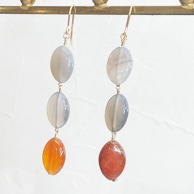 【イヤリング交換可能 ピアス】 アゲート | iichi 日々の暮らしを心地よくするハンドメイドやアンティークのマーケットプレイス