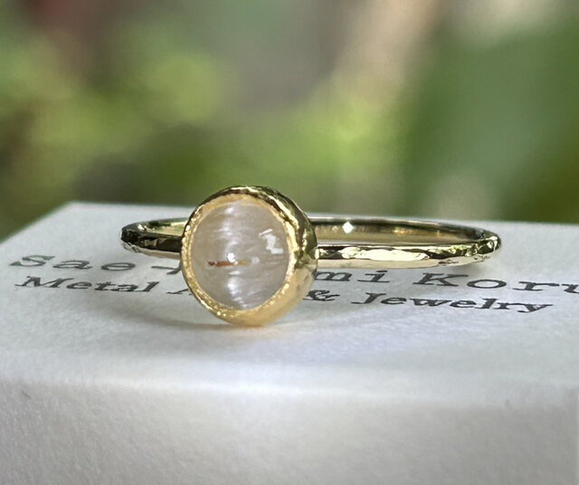 K24+K18 キャッツアイ・トパーズリング＃15サイズ（調整可） | iichi 日々の暮らしを心地よくするハンドメイドやアンティークのマーケットプレイス