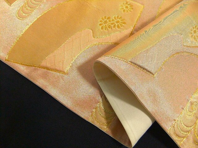 16)2285】179cm/西陣織・扇面文様/タペストリー・テーブルランナー/和風/帯リメイク/日本のお土産 | iichi 日々の暮らしを心地よくするハンドメイドやアンティークのマーケットプレイス