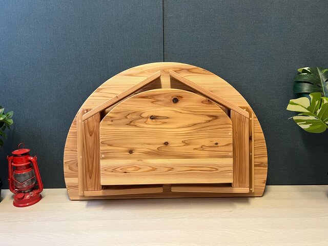 【送料無料】 ローテーブル 半円 収納付き90cm 60cm 杉 折り畳み脚 | iichi 日々の暮らしを心地よくするハンドメイドやアンティークのマーケットプレイス