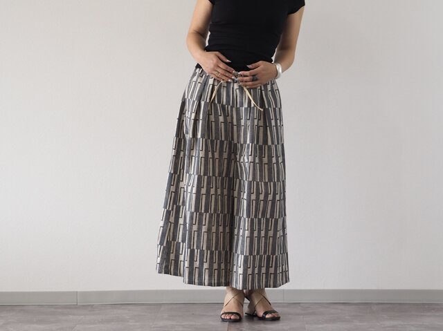 ブロックプリント/総柄ワイドパンツ② | iichi 日々の暮らしを心地よくするハンドメイドやアンティークのマーケットプレイス