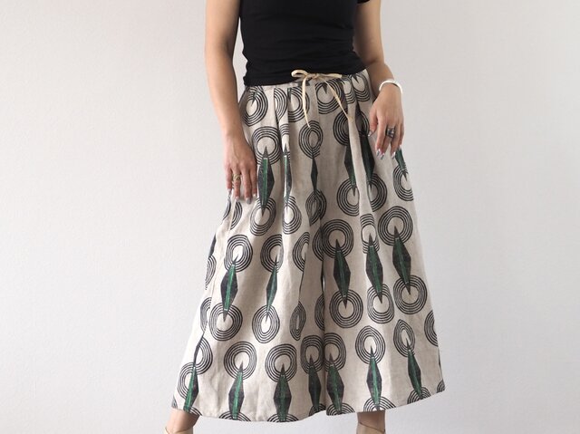 ブロックプリント/総柄ワイドパンツ② | iichi 日々の暮らしを心地よくするハンドメイドやアンティークのマーケットプレイス