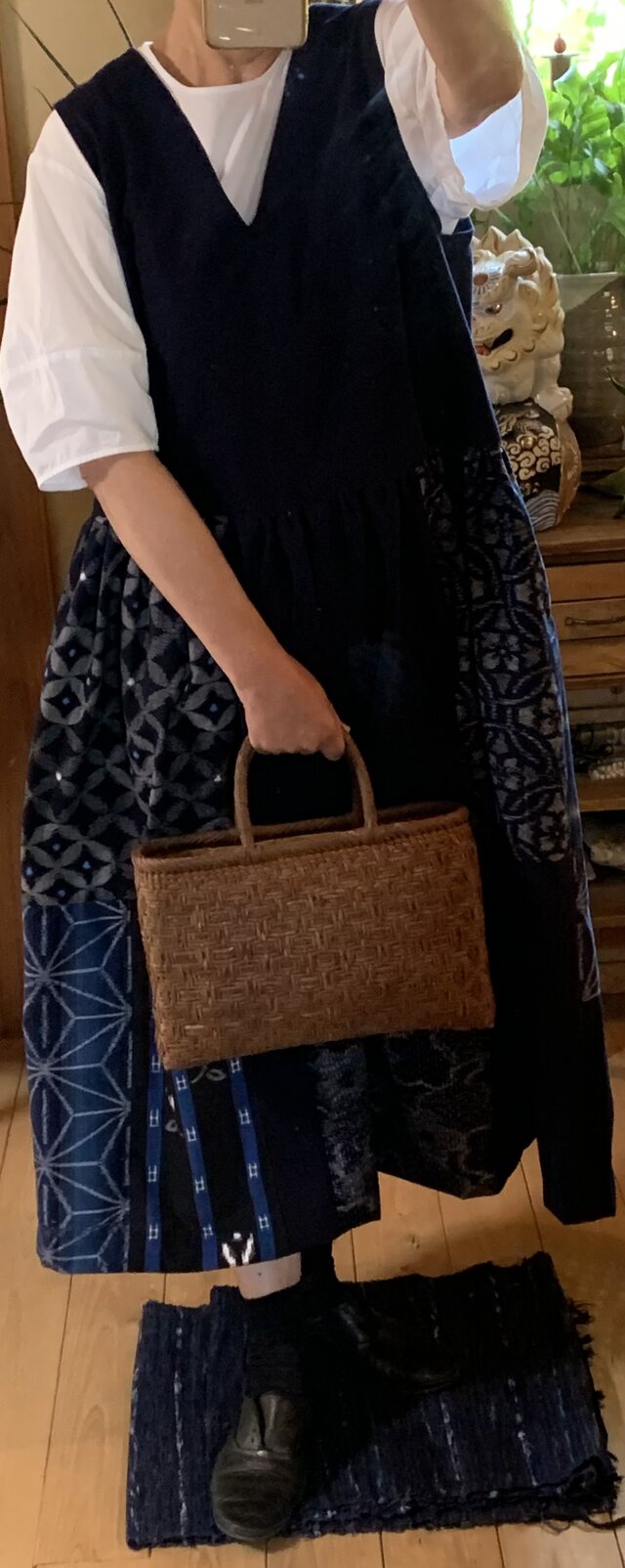 久留米絣パッチワークジャンパースカート | iichi 日々の暮らしを心地よくするハンドメイドやアンティークのマーケットプレイス