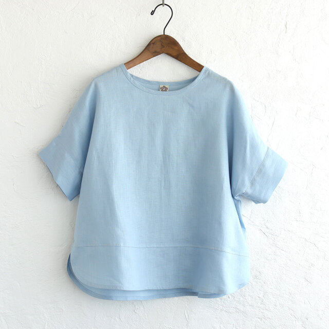 大人のTシャツに。リネンのワイドプルオーバーブラウス（ホリゾンブルー）TP34 | iichi 日々の暮らしを心地よくするハンドメイドやアンティークのマーケットプレイス