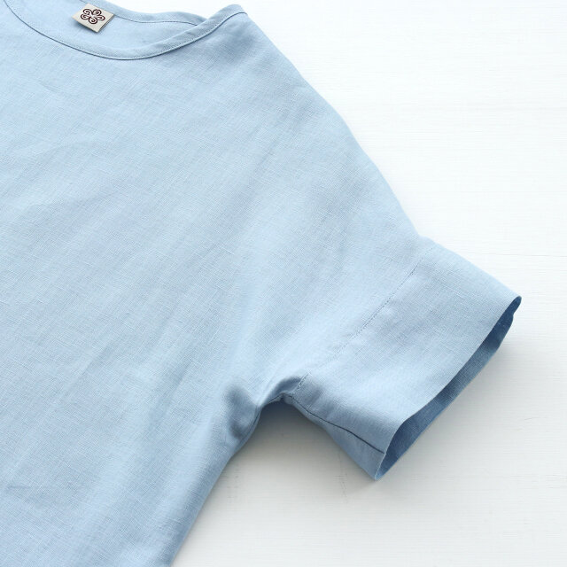 大人のTシャツに。リネンのワイドプルオーバーブラウス（ホリゾンブルー）TP34 | iichi 日々の暮らしを心地よくするハンドメイドやアンティークのマーケットプレイス