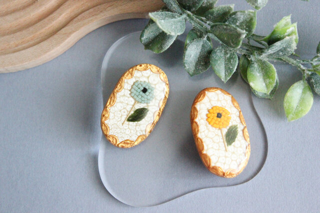 絵画風ブローチblue flower | iichi 日々の暮らしを心地よくするハンドメイドやアンティークのマーケットプレイス