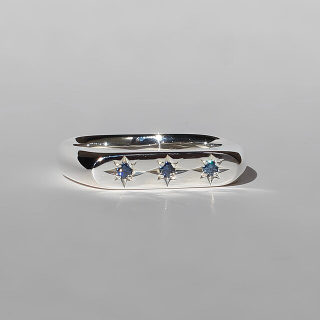 Triple Star Slice Ring (blue) / SV925 | iichi 日々の暮らしを心地よくするハンドメイドやアンティークのマーケットプレイス