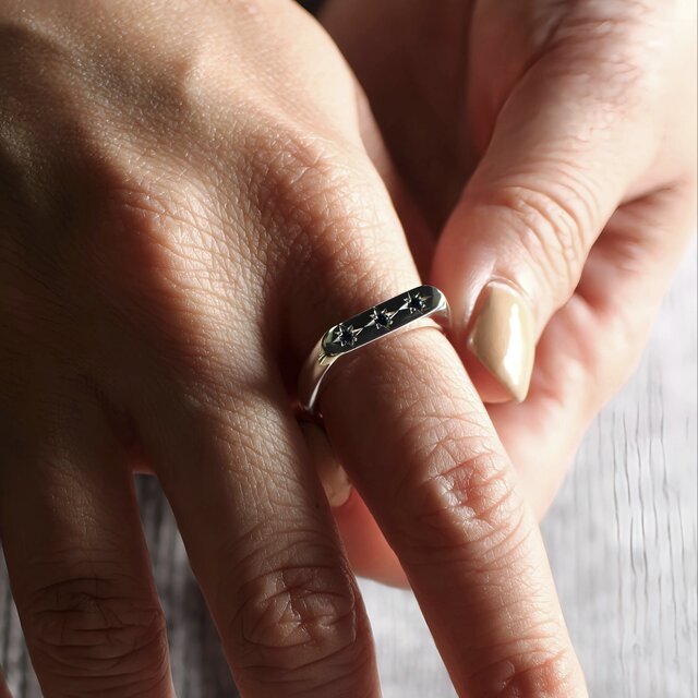 Triple Star Slice Ring (blue) / SV925 | iichi 日々の暮らしを心地よくするハンドメイドやアンティークのマーケットプレイス