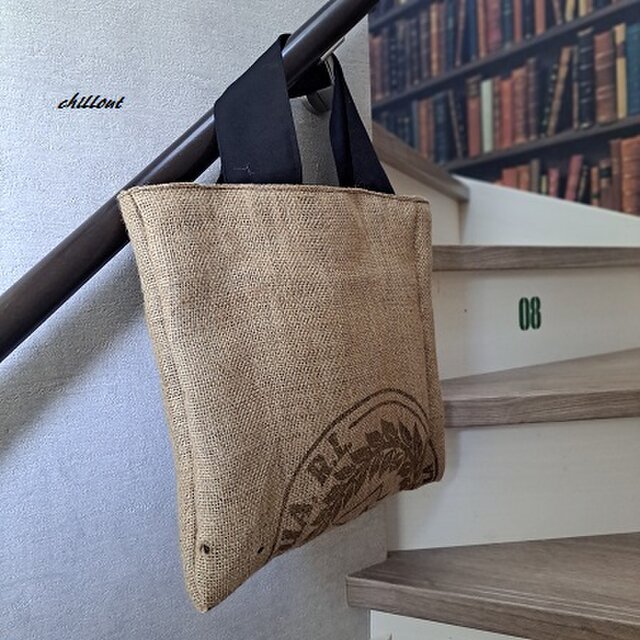 Coffee Hemp Bag：コーヒー麻袋バッグ：サークルロゴ【0881】 | iichi 日々の暮らしを心地よくするハンドメイドやアンティークのマーケットプレイス