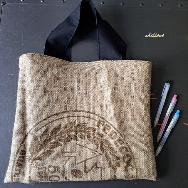 Coffee Hemp Bag：コーヒー麻袋バッグ：サークルロゴ【0881】 | iichi 日々の暮らしを心地よくするハンドメイドやアンティークのマーケットプレイス