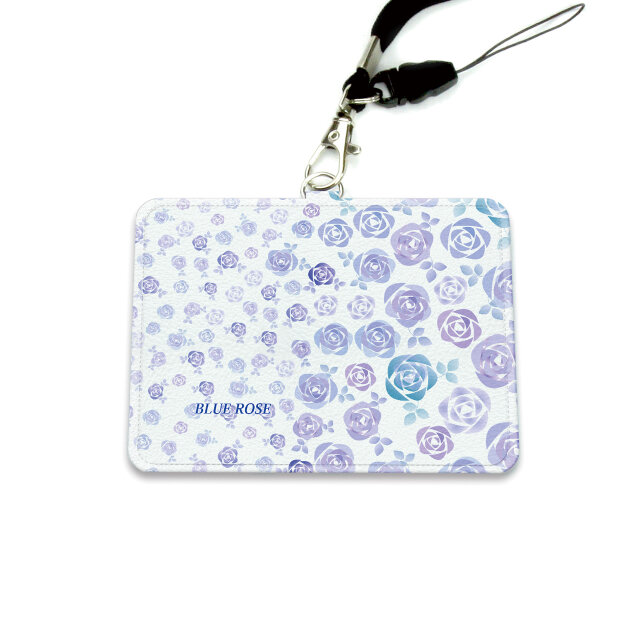 IDケース/IDカードホルダー/パスケース【スィートブルーローズⅡ】（名入れ可） | iichi 日々の暮らしを心地よくするハンドメイドやアンティークのマーケットプレイス