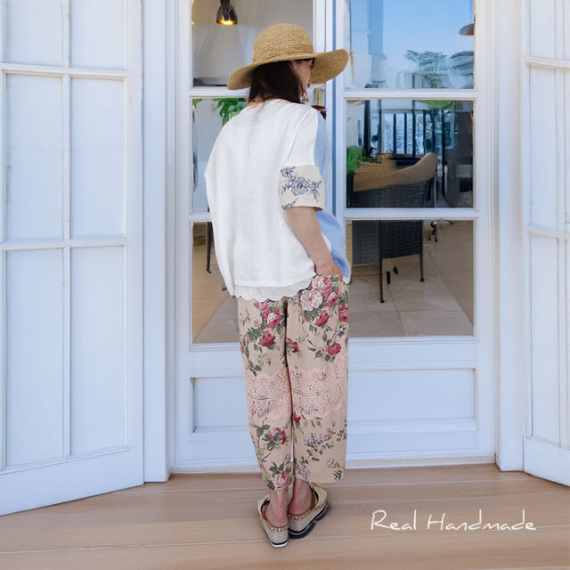 ローズガーデン・アフタヌーン ゆるテーパードパンツ | iichi 日々の暮らしを心地よくするハンドメイドやアンティークのマーケットプレイス