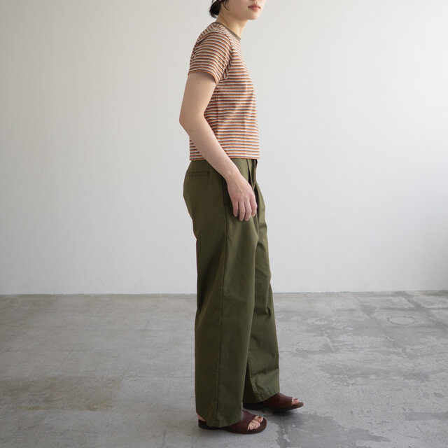 FRECKLE/マルチボーダー summer tee/orange×olive/size1 | iichi 日々の暮らしを心地よくするハンドメイドやアンティークのマーケットプレイス