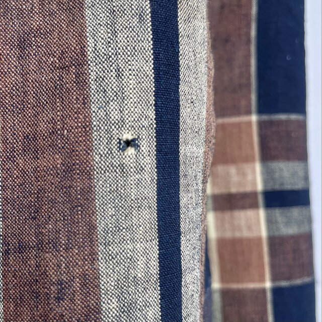 ワイドパンツ【送料込み】古布リメイク 格子 ネイビー | iichi 日々の暮らしを心地よくするハンドメイドやアンティークのマーケットプレイス