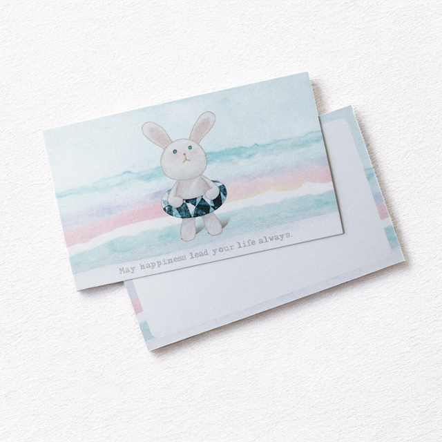 メッセージカード封筒セット(海水浴を夢見るウサギ) | iichi 日々の暮らしを心地よくするハンドメイドやアンティークのマーケットプレイス