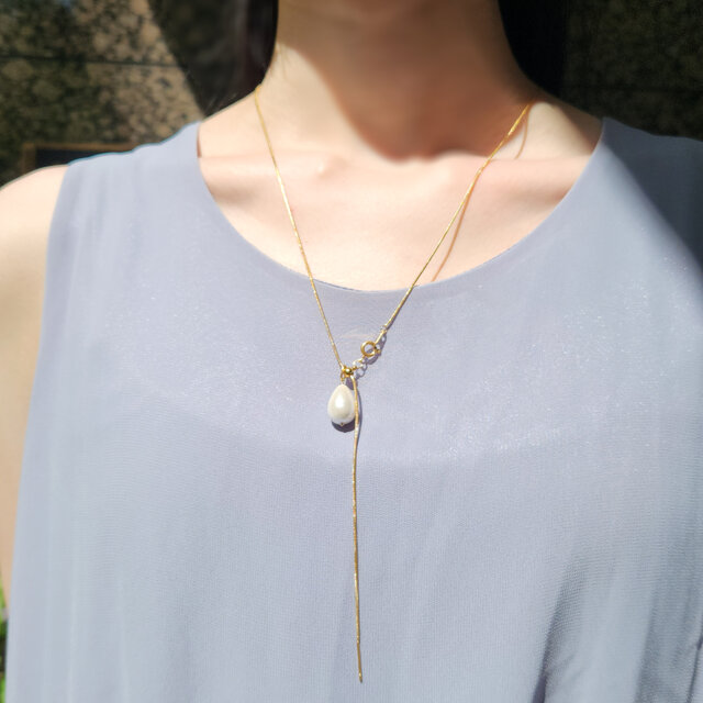 3WAY★スモーキークォーツ・ガーネット・貝パールのサージカルステンレスネックレス・スライド60cm ～Chocolat | iichi 日々の暮らしを心地よくするハンドメイドやアンティークの ...