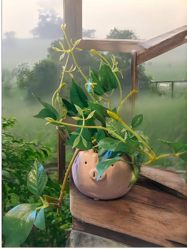 光触媒 人工観葉植物 ウォールグリーン フェイクグリーン 豚陶器 オリーブ モンステラ バインリーフ | iichi 日々の暮らしを心地よくするハンドメイドやアンティークのマーケットプレイス