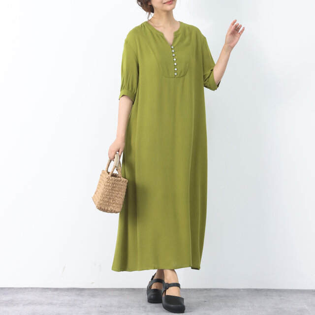 ひんやり 夏生地 半袖 ロングワンピース ♪オーダーサイズ可 | iichi 日々の暮らしを心地よくするハンドメイドやアンティークのマーケットプレイス