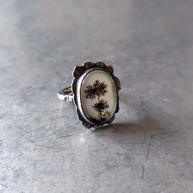 デンドリティックアゲートシルバーリング#11 | iichi 日々の暮らしを心地よくするハンドメイドやアンティークのマーケットプレイス