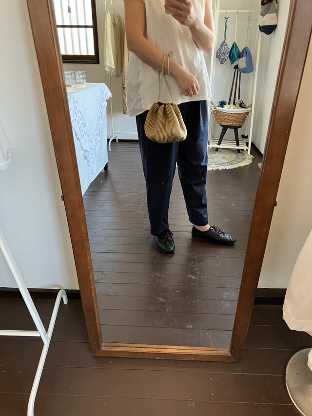 キイロチェックの巾着袋(BA-116) | iichi 日々の暮らしを心地よくするハンドメイドやアンティークのマーケットプレイス