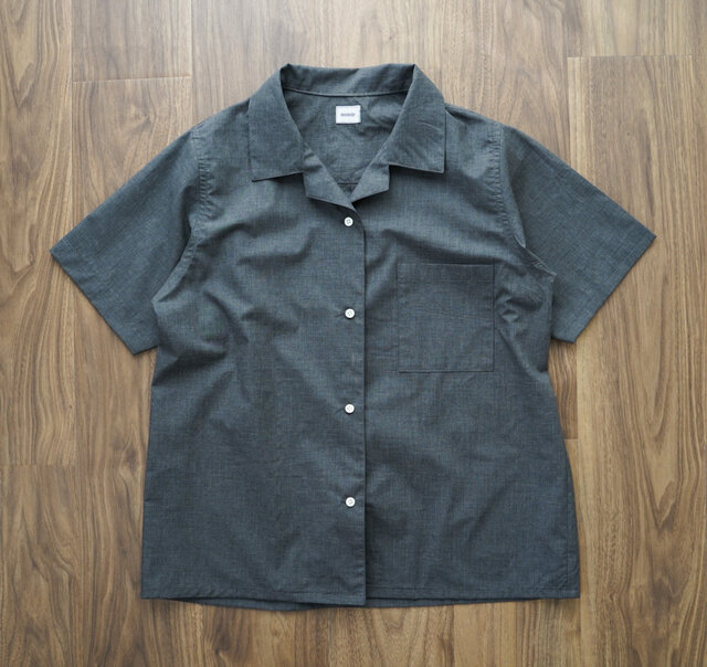 播州織 WOOL LIKE COTTON 杢グレー オープンカラーシャツ | iichi 日々の暮らしを心地よくするハンドメイドやアンティークのマーケットプレイス