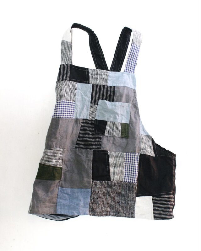 POJAGI LINEN100% SHORT PUT APRON c/#GR | iichi 日々の暮らしを心地よくするハンドメイドやアンティークのマーケットプレイス