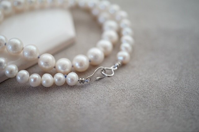 【drop】silver925 ミックスパールプリンセスネックレス | iichi 日々の暮らしを心地よくするハンドメイドやアンティークのマーケットプレイス