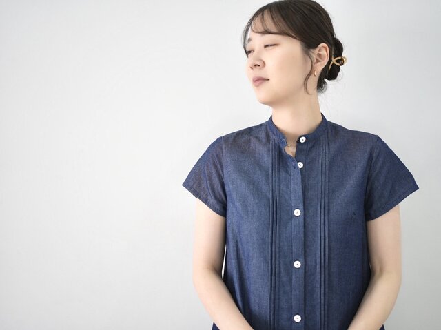 ピンタックワンピース半袖 ︎ 薄手デニム No.344 | iichi 日々の暮らしを心地よくするハンドメイドやアンティークのマーケットプレイス