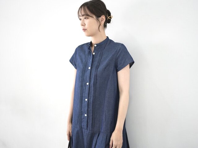 ピンタックワンピース半袖 ︎ 薄手デニム No.344 | iichi 日々の暮らしを心地よくするハンドメイドやアンティークのマーケットプレイス