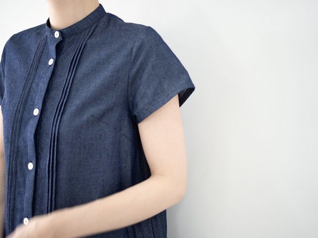 ピンタックワンピース半袖 ︎ 薄手デニム No.344 | iichi 日々の暮らしを心地よくするハンドメイドやアンティークのマーケットプレイス