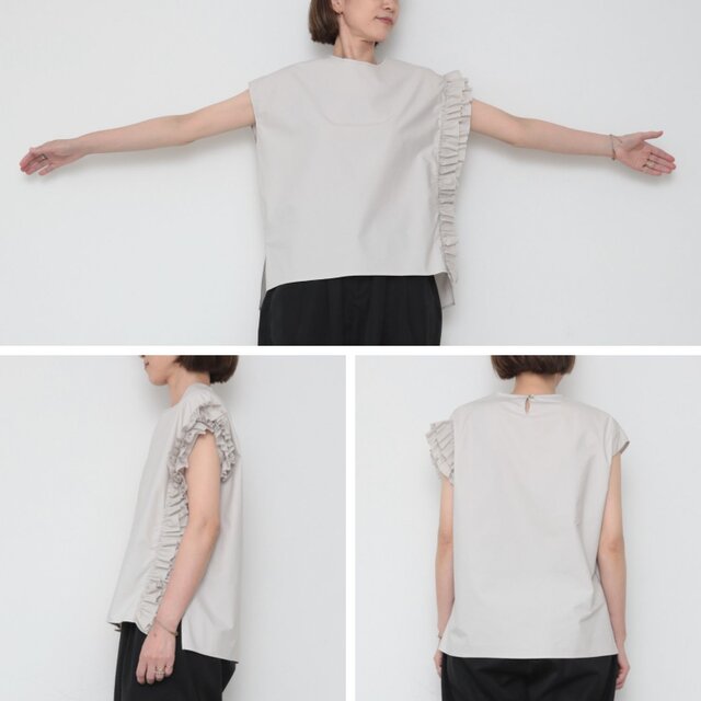 ただいま急いで再製作中 frill tops / pale gray | iichi 日々の暮らしを心地よくするハンドメイドやアンティークのマーケットプレイス