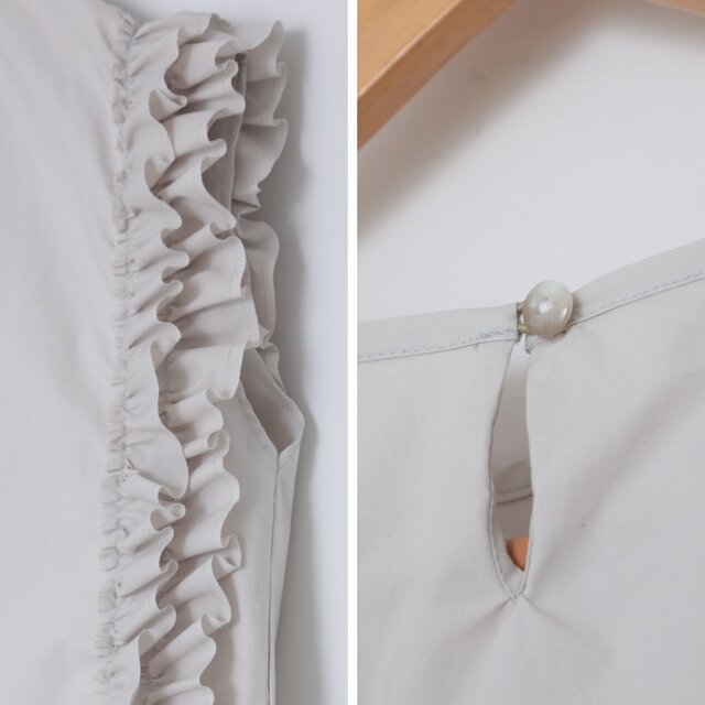 ただいま急いで再製作中 frill tops / pale gray | iichi 日々の暮らしを心地よくするハンドメイドやアンティークのマーケットプレイス