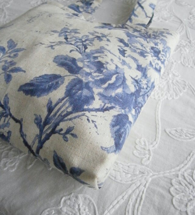 NavyRoses×linen 小さなtote+pouch | iichi 日々の暮らしを心地よくするハンドメイドやアンティークのマーケットプレイス