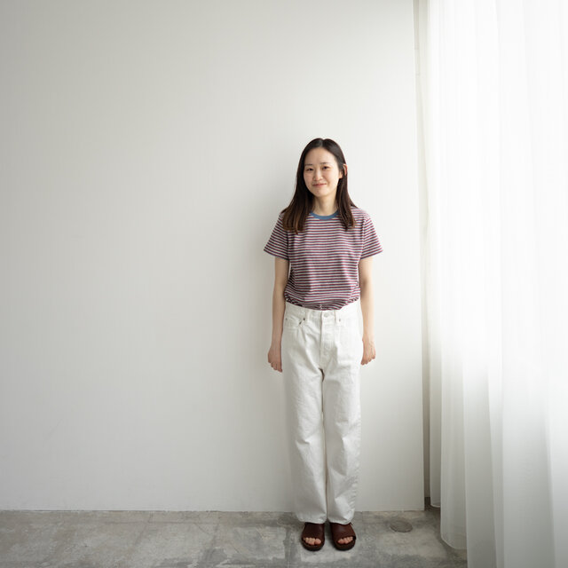 FRECKLE/マルチボーダー summer tee/smokeblue×bordeaux/size2 | iichi 日々の暮らしを心地よくするハンドメイドやアンティークのマーケットプレイス