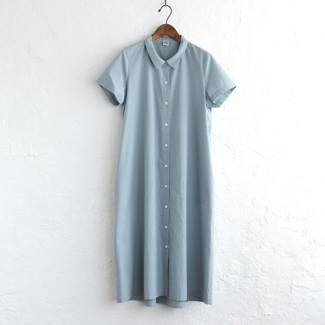 羽織にもなるリネン混シャツワンピース（遠州織物/ブルーグレー） OP08 | iichi 日々の暮らしを心地よくするハンドメイドやアンティークのマーケットプレイス