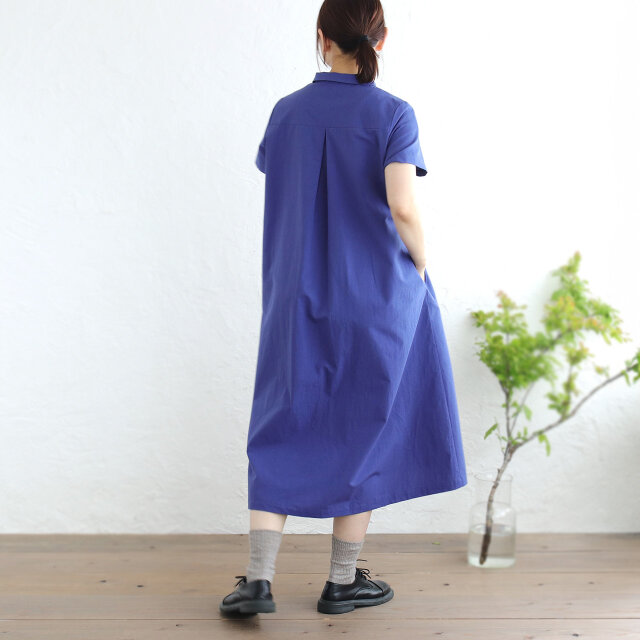 羽織にもなるリネン混シャツワンピース（遠州織物/ロイヤルブルー） OP08 | iichi 日々の暮らしを心地よくするハンドメイドやアンティークのマーケットプレイス