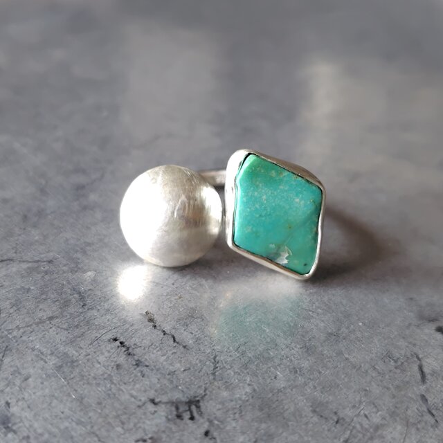 ターコイズオープンシルバーリング#12～ | iichi 日々の暮らしを心地よくするハンドメイドやアンティークのマーケットプレイス