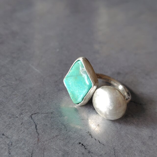 ターコイズオープンシルバーリング#12～ | iichi 日々の暮らしを心地よくするハンドメイドやアンティークのマーケットプレイス