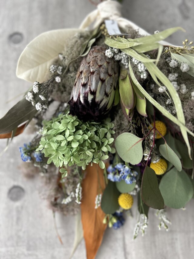 S25007 プロテアの大きなスワッグ | iichi 日々の暮らしを心地よくするハンドメイドやアンティークのマーケットプレイス