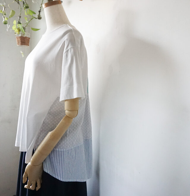 コンビネーションパッチワークカットソー2（半袖白） | iichi 日々の暮らしを心地よくするハンドメイドやアンティークのマーケットプレイス