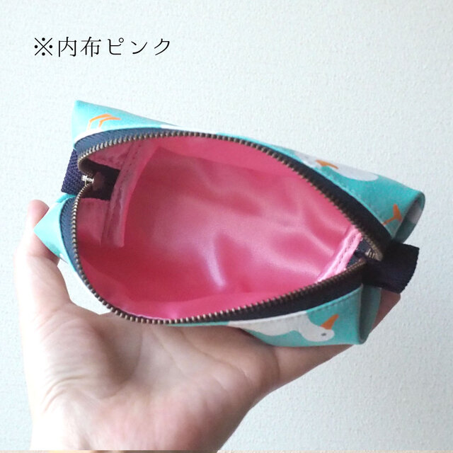 アヒルの合皮ポーチ／ブルー | iichi 日々の暮らしを心地よくするハンドメイドやアンティークのマーケットプレイス
