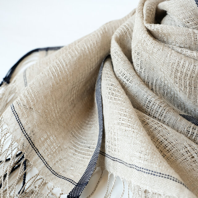 手織りリネンストール【綾花＊07】 | iichi 日々の暮らしを心地よくするハンドメイドやアンティークのマーケットプレイス