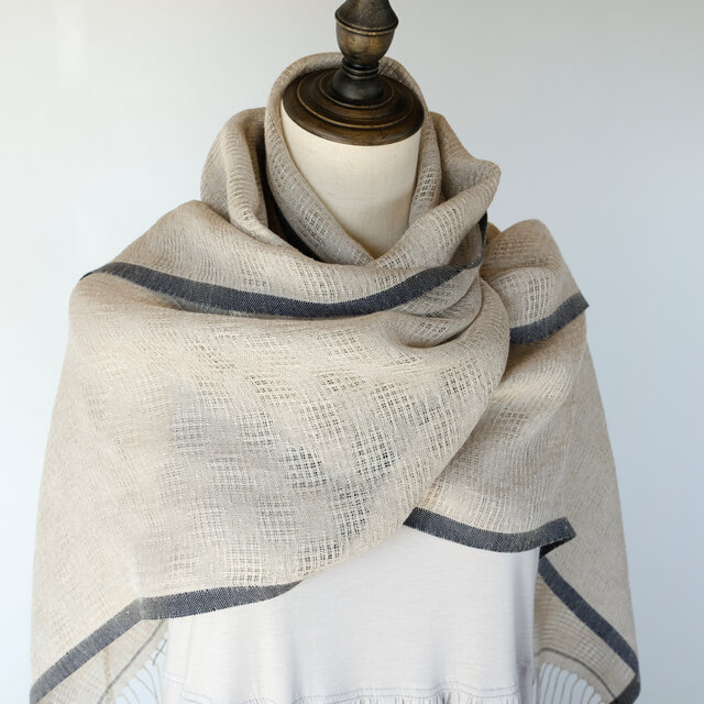 手織りリネンストール【綾花＊07】 | iichi 日々の暮らしを心地よくするハンドメイドやアンティークのマーケットプレイス