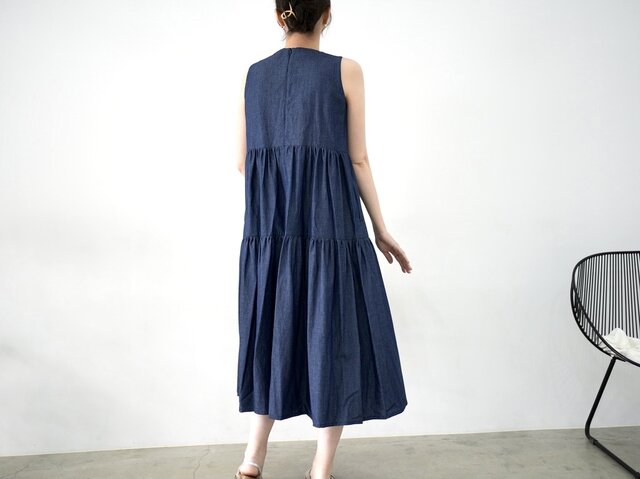 薄手デニム ︎ ティアードワンピ No.352 | iichi 日々の暮らしを心地よくするハンドメイドやアンティークのマーケットプレイス
