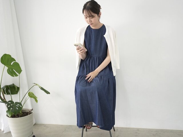薄手デニム ︎ ティアードワンピ No.352 | iichi 日々の暮らしを心地よくするハンドメイドやアンティークのマーケットプレイス